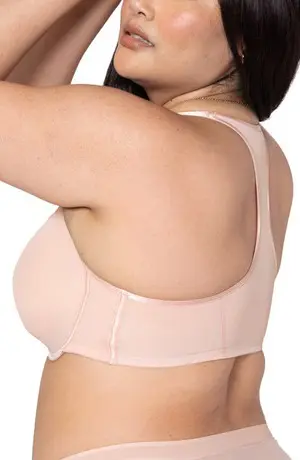CURVY COUTURE Sheer Mesh Front Clasp Racerback Underwire Bra - Blushing Rose
