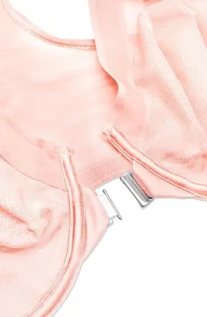CURVY COUTURE Sheer Mesh Front Clasp Racerback Underwire Bra - Blushing Rose