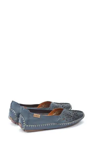 Pikolinos Jerez Perforated Leather Flats - Blue