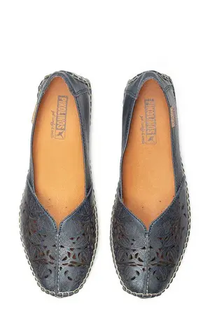 Pikolinos Jerez Perforated Leather Flats - Blue