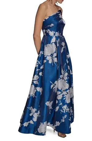 Donna Karan New York Floral Print Strapless Gown - Marbella Multi