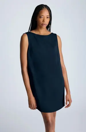 KENNETH COLE Sleeveless Shift Dress With Open Back - Dark Navy