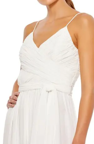 Mac Duggal Faux Wrap Wide-leg Jumpsuit - White