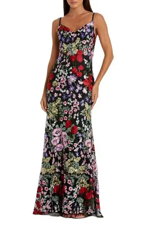 Mac Duggal Floral Embroidered Gown