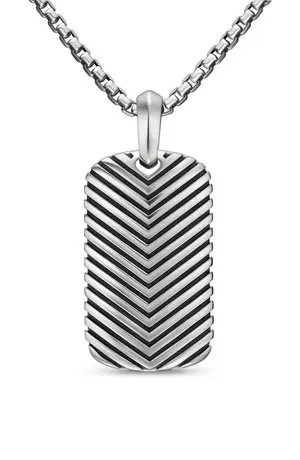 David Yurman Titanium Chevron Tag Pendant - Silver