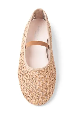 PATRICIA GREEN Monaco Raffia Mary Jane Ballet Flat - Cognac Raffia