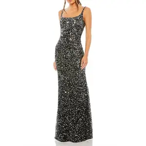 Mac Duggal Mac Duggal Sequined Low Back Gown Black