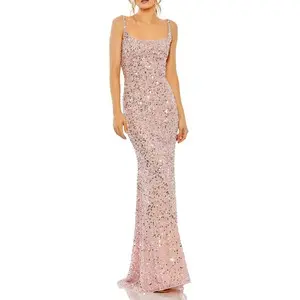 Mac Duggal Sequined Low Back Gown - Pink