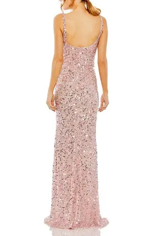 Mac Duggal Sequined Low Back Gown - Pink