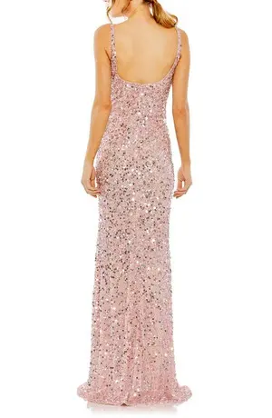 Mac Duggal Sequined Low Back Gown - Pink