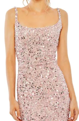 Mac Duggal Sequined Low Back Gown - Pink