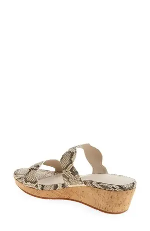CHOCOLAT BLU Fira Platform Wedge Slide Sandal - Natural Embossed Snake