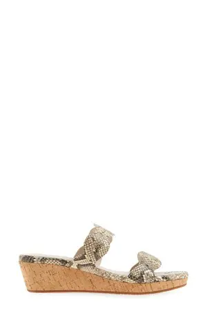 CHOCOLAT BLU Fira Platform Wedge Slide Sandal - Natural Embossed Snake