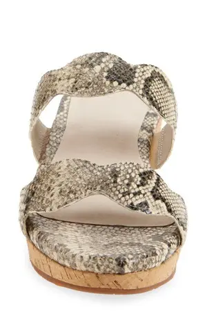 CHOCOLAT BLU Fira Platform Wedge Slide Sandal - Natural Embossed Snake