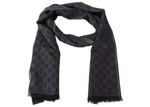 Gucci Paneled Gg Logo Scarf - Graphite Grey