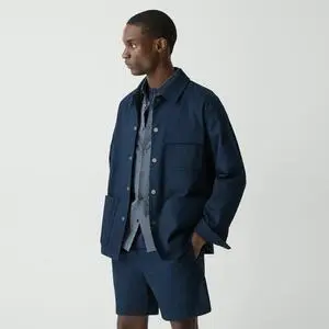 Theory Utility Coat In Stretch Cotton Canvas - Baltic