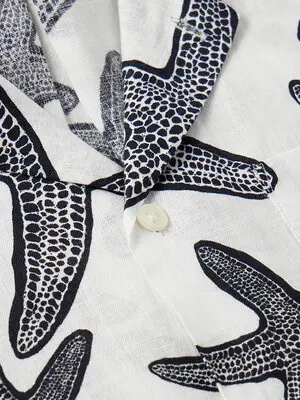 Vilebrequin Charli Camp-collar Printed Linen Shirt - White