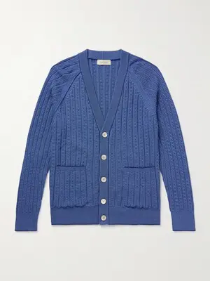 PIACENZA CASHMERE 1733 Slim-fit Ribbed Cotton Cardigan
