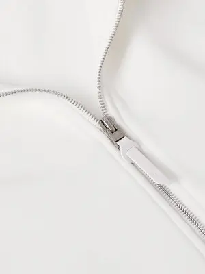 TOM FORD Leather-trimmed Cotton And Cashmere-blend Jersey Half-zip Sweatshirt