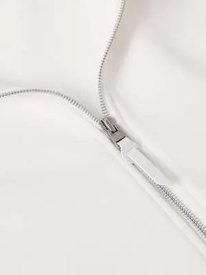 TOM FORD Leather-trimmed Cotton And Cashmere-blend Jersey Half-zip Sweatshirt