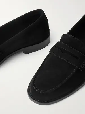 Manolo Blahnik Perry Suede Penny Loafers - Black