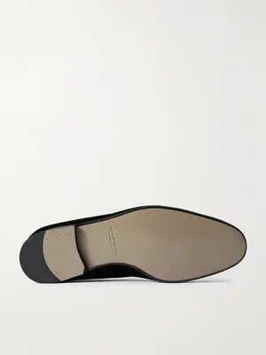 Manolo Blahnik Mario Grosgrain-trimmed Velvet Loafers