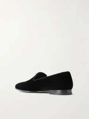 Manolo Blahnik Mario Grosgrain-trimmed Velvet Loafers