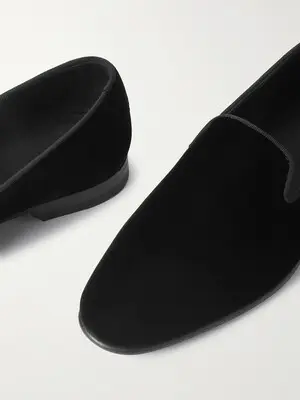 Manolo Blahnik Mario Grosgrain-trimmed Velvet Loafers
