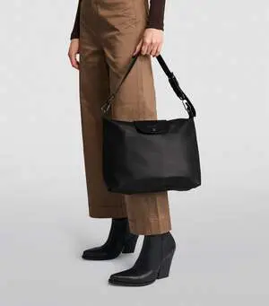 Longchamp Le Pliage Xtra Medium Leather Shoulder Bag - Black