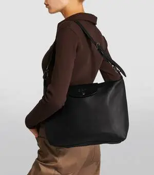 Longchamp Le Pliage Xtra Medium Leather Shoulder Bag - Black