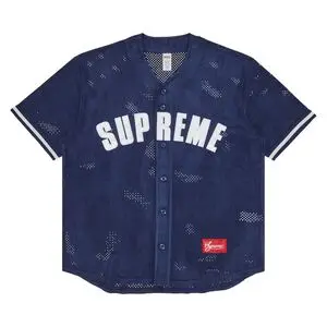 Supreme Ultrasuede Mesh Baseball Jersey Blue