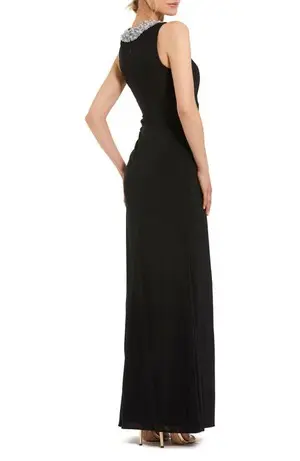Mac Duggal Rhinestone Embellished Jersey Gown