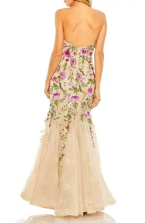 Mac Duggal Strapless Embroidered Mermaid Gown