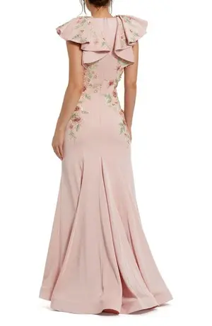 Mac Duggal Flutter Sleeve Embellished Mermaid Gown
