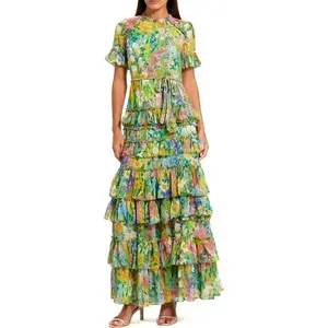Mac Duggal Floral Printed Chiffon Gown