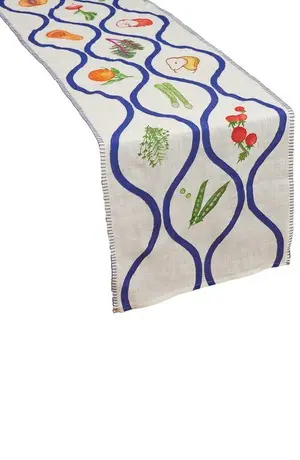 MISETTE Still Life Linen Table Runner Blue Ribbon