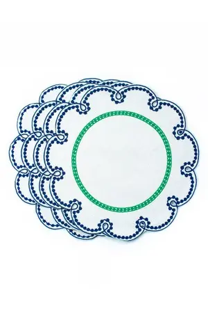 MISETTE Fête Collection 4-pack Linen Placemats - Blue/ Green
