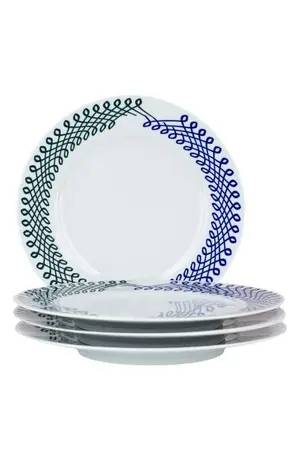 MISETTE Set Of 4 Porcelain Dinner Plates - Blue/ Green