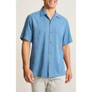 Tommy Bahama Maui Border Short Sleeve Silk Button-up Shirt - Buccaneer Blue