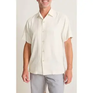 Tommy Bahama Maui Border Short Sleeve Silk Button-up Shirt Continental