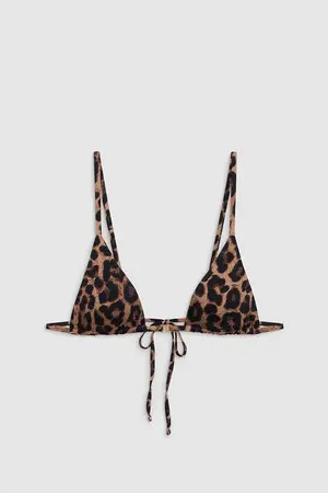 ANINE BING ANINE BING Bellamy Leopard Bikini Top Brown