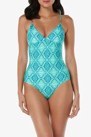 Helen Jon Tie Back One-piece - Marbella Tile