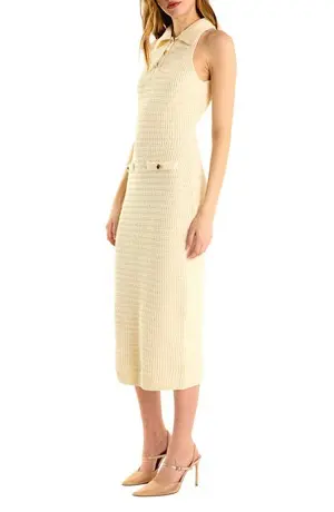Endless Rose Open Stitch Collared Midi Dress