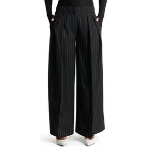 Naked Wardrobe Pinstripe Wide Leg Trousers