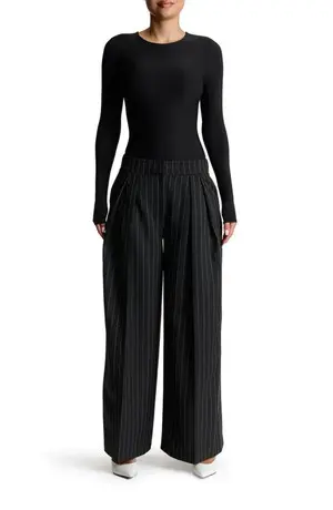 Naked Wardrobe Pinstripe Wide Leg Trousers