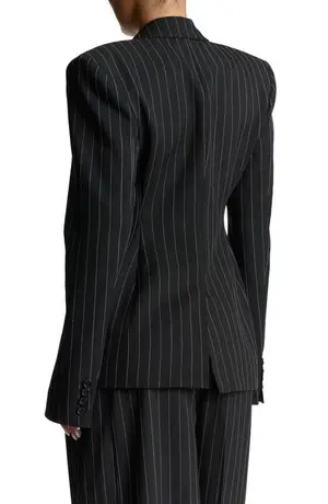 Naked Wardrobe Pinstripe Longline Blazer - Black