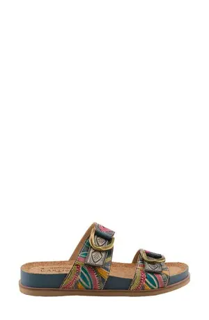 SPRING STEP SHOES Glaze Platform Slide Sandal - Blue Multi
