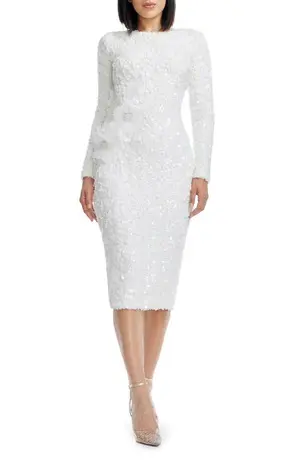 Dress The Population Emmalyn Sequin Body-con Cocktail Dress - White
