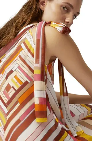 Missoni One-shoulder Cover-up Dress In Printed Silk With Scarf Bottom - Multicoloured
