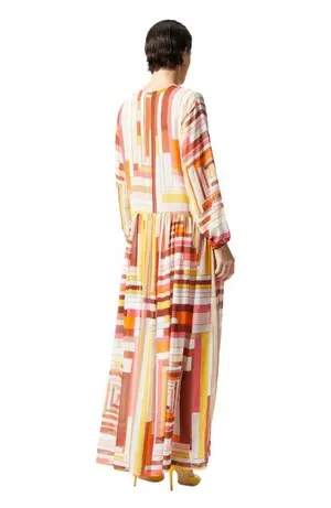Missoni Long Cover-up Dress In Printed Silk With Long Sleeves - Multicoloured